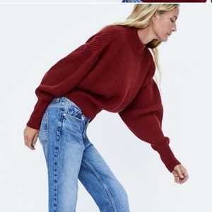 Zara | Sweaters | Zara Red Ribbed Sweater | Poshmark